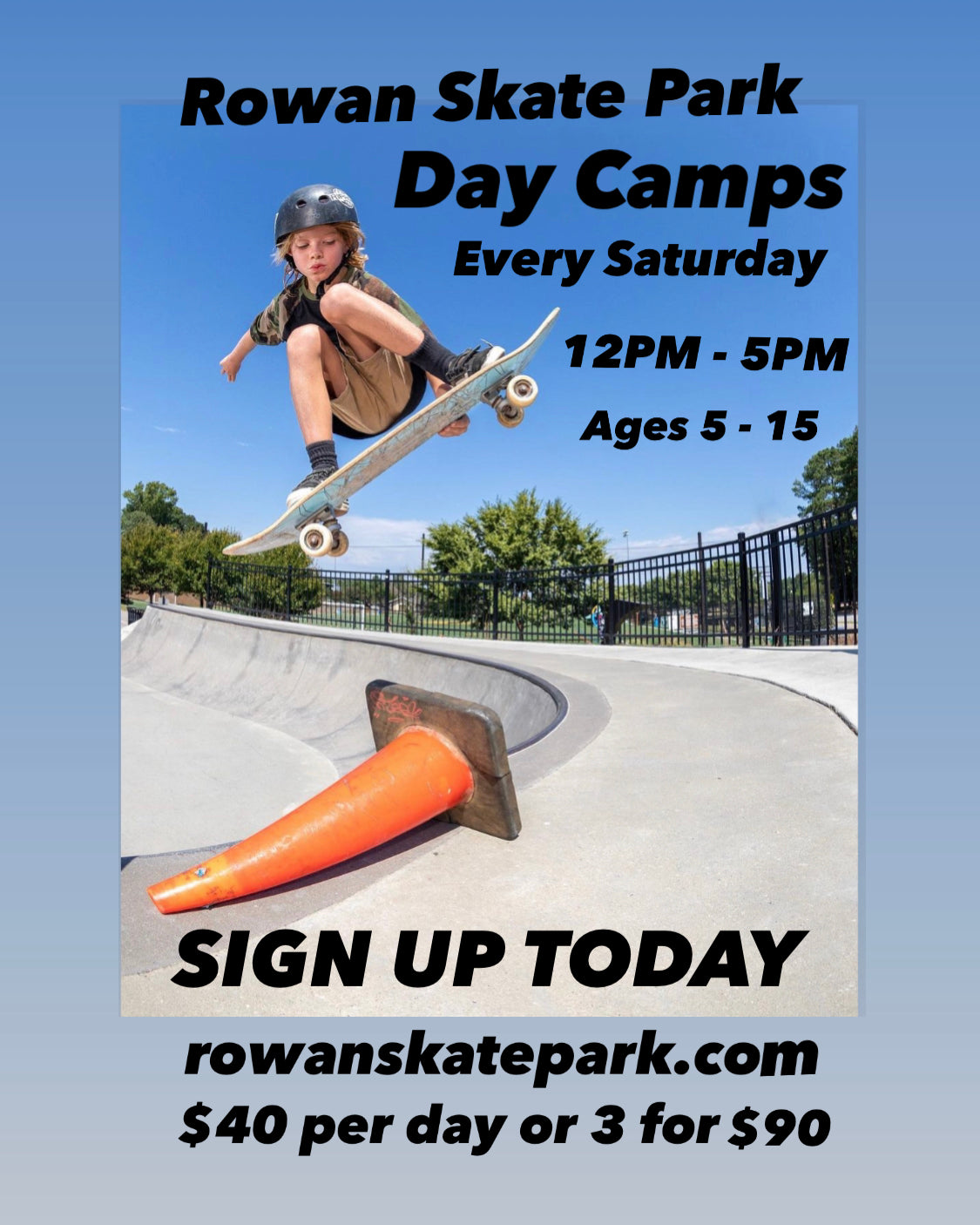 Rowan Skate Park Day Camp (3 Saturday Package) – Rowan Skate Center