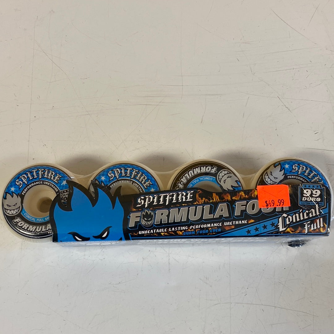 Spitfire Wheels Formula Four Blue Conical 58mm 99a – Rowan Skate Center