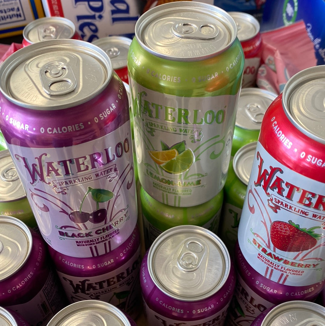 Waterloo 12oz Can Sparkling Water Assorted (sold per can) – Rowan Skate ...